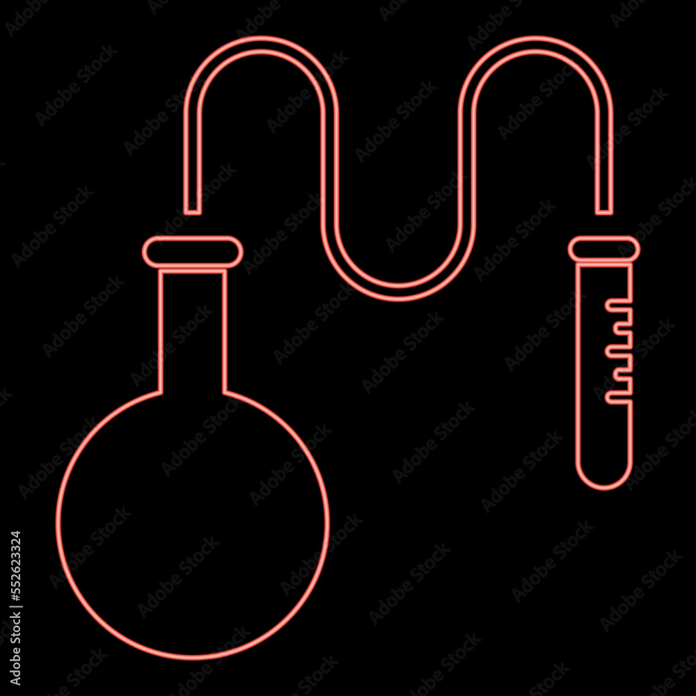 Neon oil distillation Flask for chemical reagents with test tube using ...