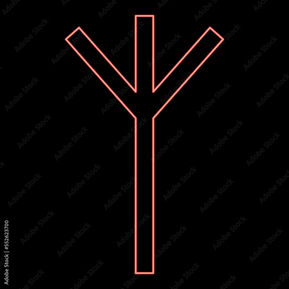 Neon algiz Elgiz rune elk reed defence symbol red color vector ...