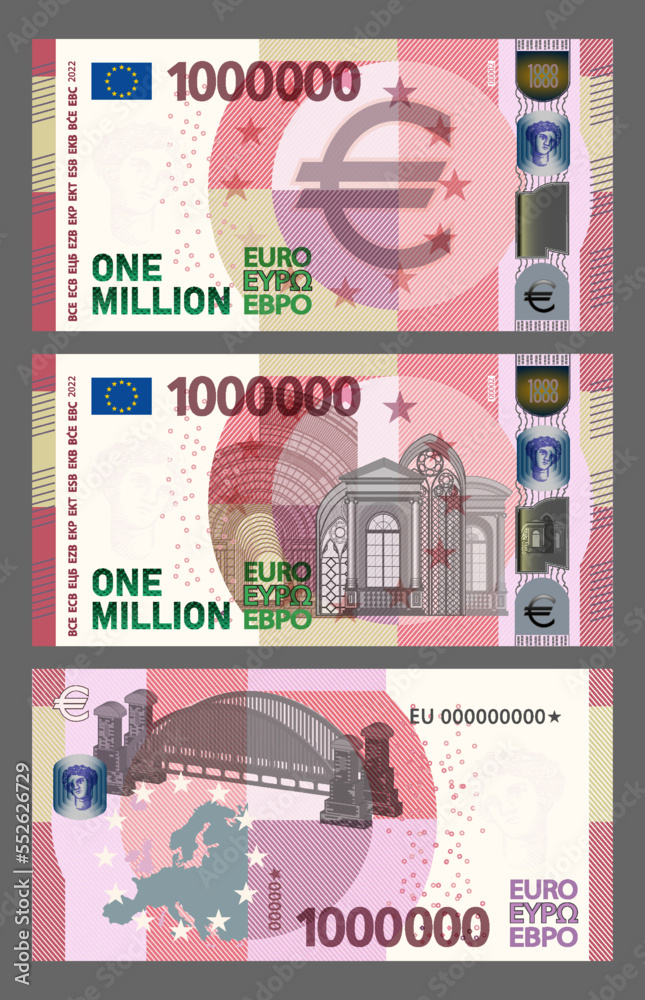 Vector new paper game money in the style of the European Union. One ...