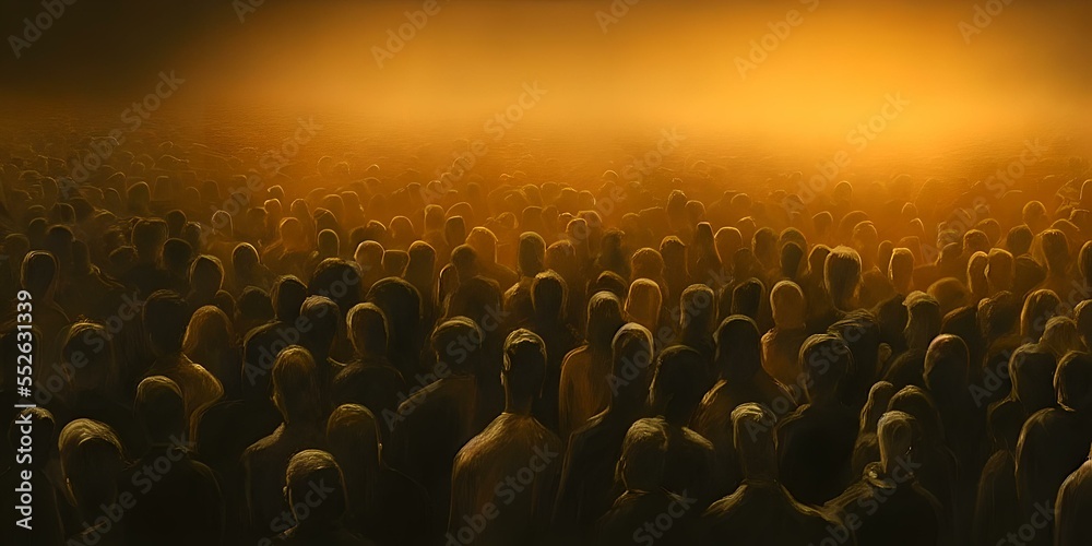 A Large Group Of People Standing In The Dark, Bewildering Graphics ...