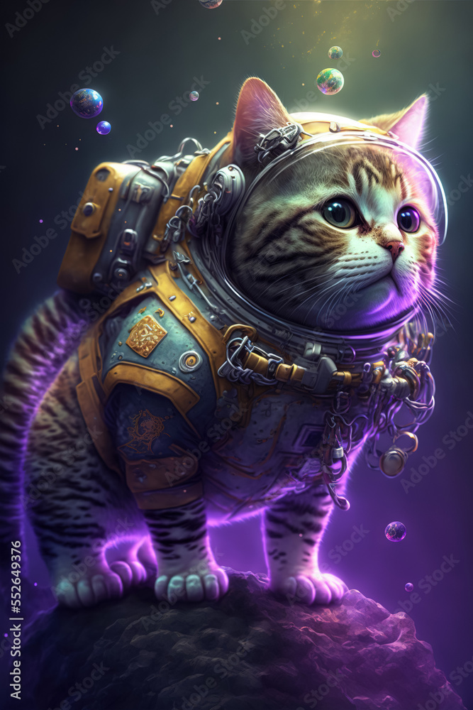 Science fiction space wallpaper with cat astronaut, incredibly ...
