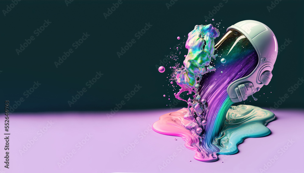 A multi-colored and bubbling alien liquid flows out of the astronaut's ...