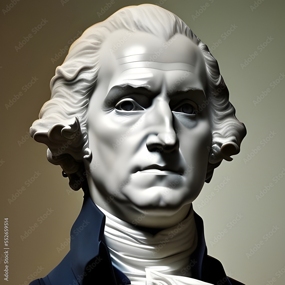 Generative AI image featuring the white marble bust of President George ...