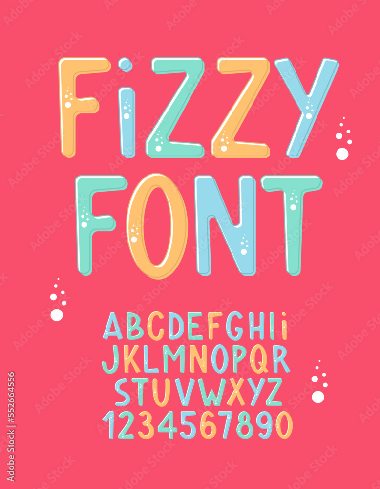 Vetor de Fizzy Drinks Font. Sparkling Water Alphabet. Chemistry ...