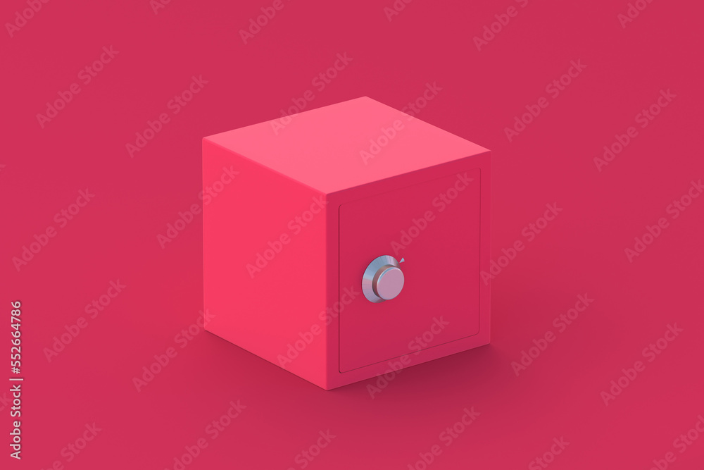 Safe of magenta on red background. Color of the year 2023. 3d render ...