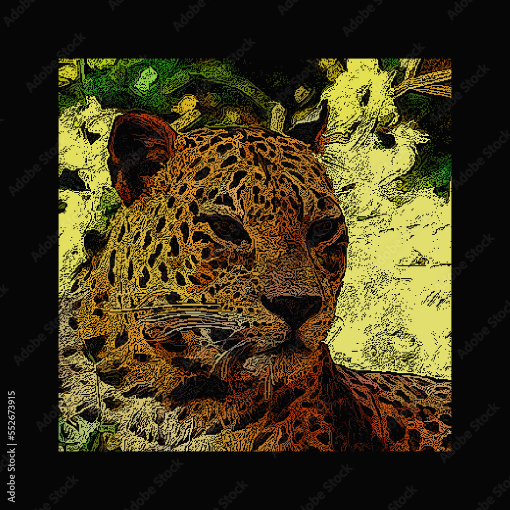 8-bit pixel art leopard, retro gaming, 3D rendering Stock Illustration ...