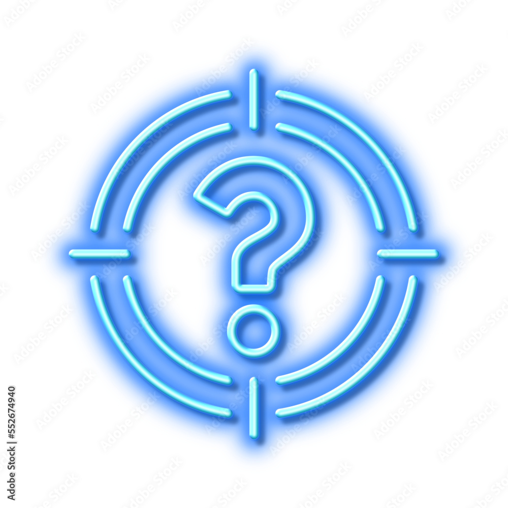 Target with Question mark line icon. Neon light effect outline icon ...