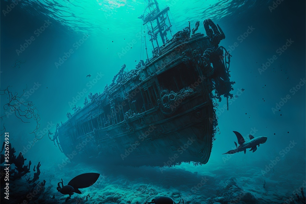 sunken shipwrecks background Stock Illustration | Adobe Stock