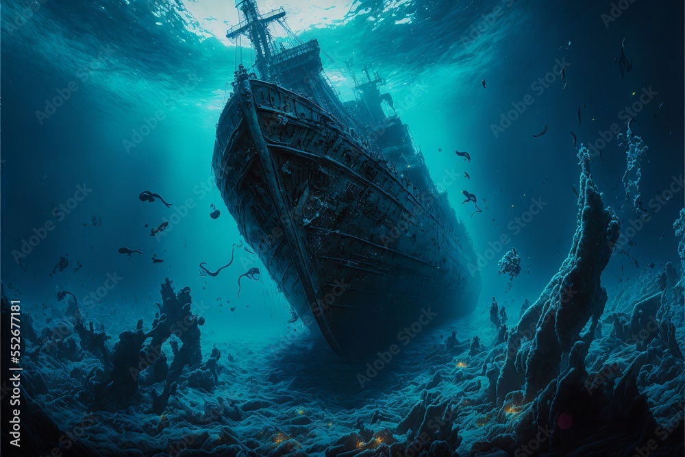 sunken shipwrecks background Stock Illustration | Adobe Stock