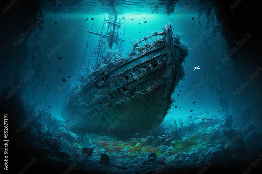 sunken shipwrecks background Stock Illustration | Adobe Stock