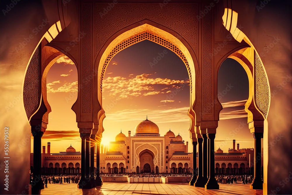 Hassan II Mosque in Casablanca, Morocco, at dusk. stunning sunset light ...