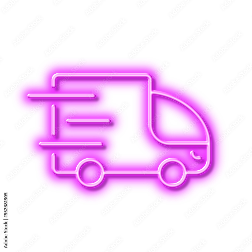 Truck delivery line icon. Express service sign. Neon light effect ...