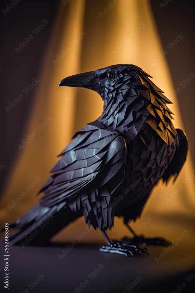 Origami / Papercraft Corvid Bird - Raven Crow Stock Illustration ...