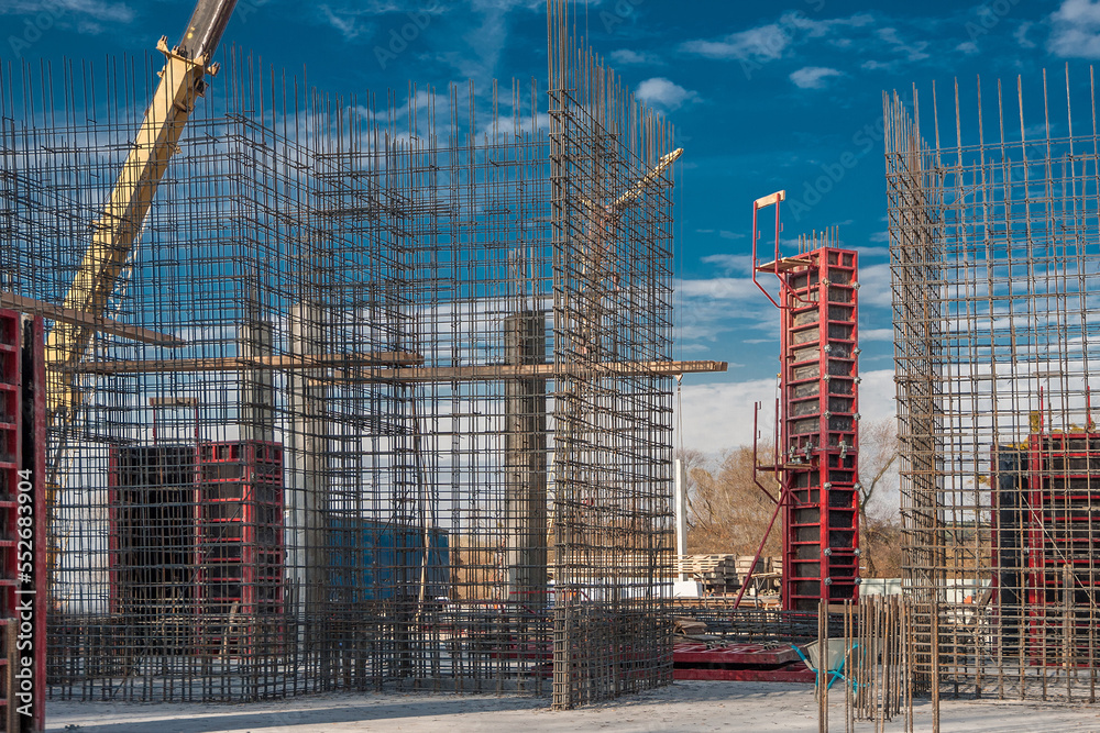 Vertical formwork panels for an elevator shaft in residential ...