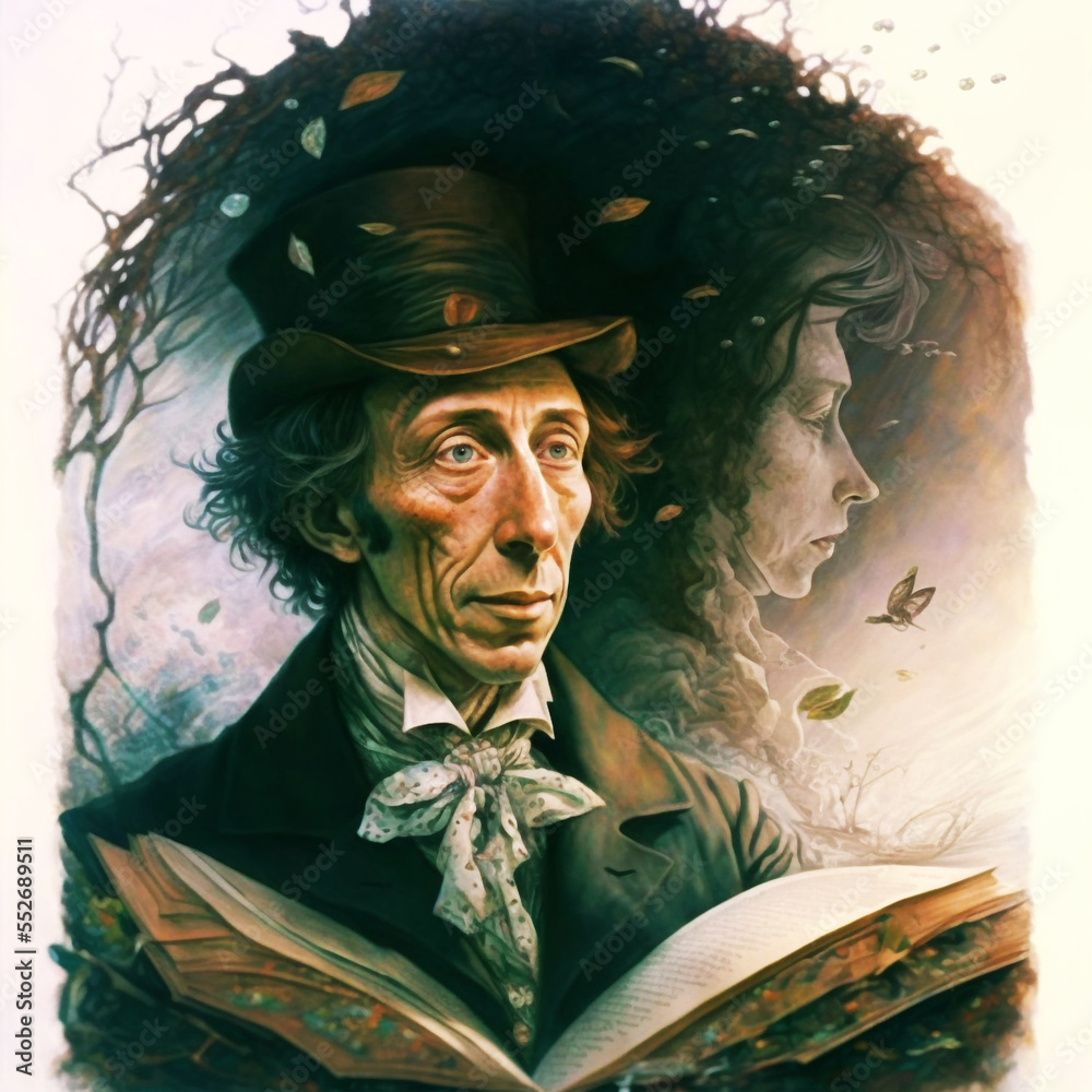Fantasy portrait of the legendary fairytale writer Hans Christian ...