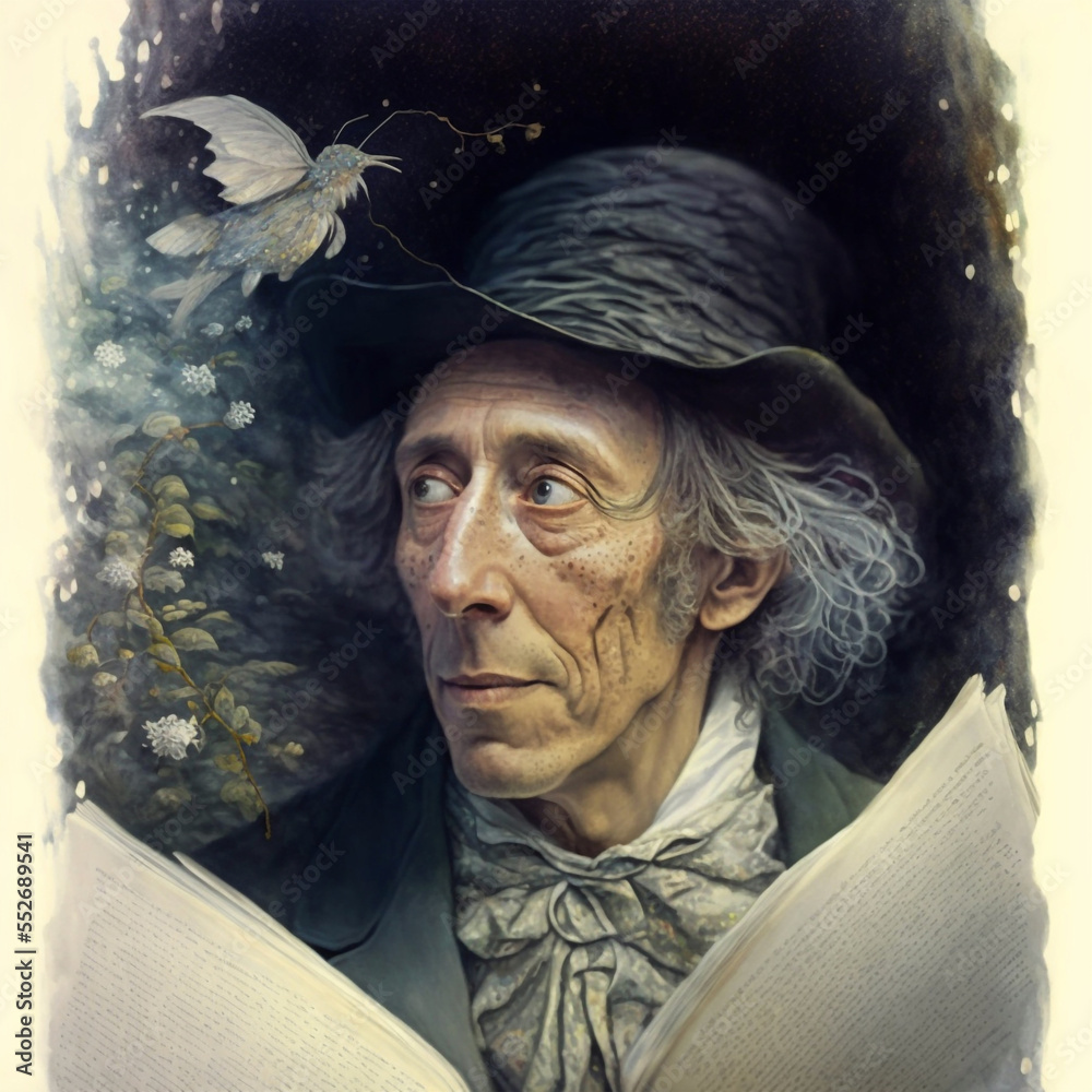 Fantasy portrait of the legendary fairytale writer Hans Christian ...
