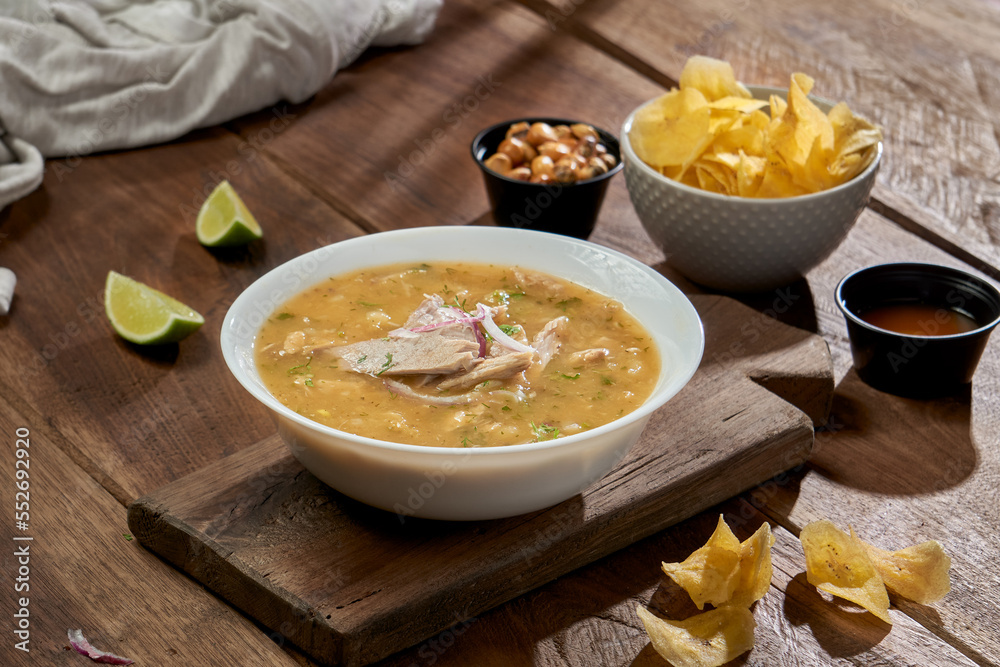 Typical food. Delicious encebollado fish stew from Ecuador traditional ...