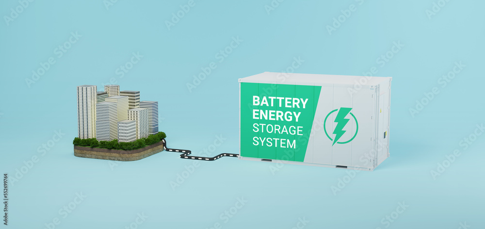 Battery energy storage system, ESS, 3D Rendering Stock Illustration ...