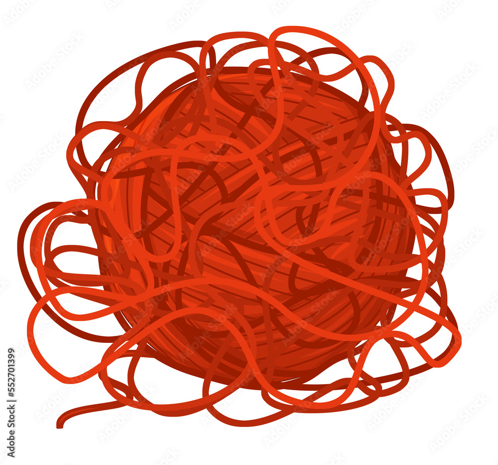 cartoon scene with ball of wool for knitting isolated illustration ...