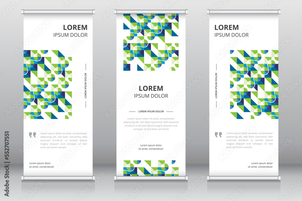 Modern and professional roll up banner template or vertical signboard ...