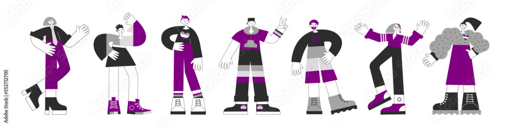 Asexual people characters clipart collection. Ace queer person with ...