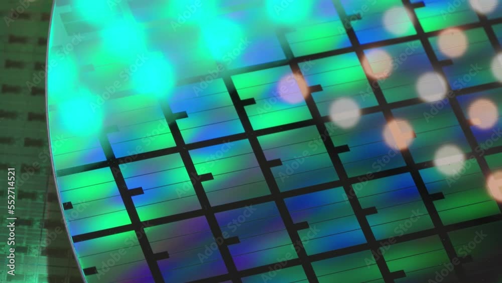 silicon wafer semiconductor with neon color, integrated circuits to ...
