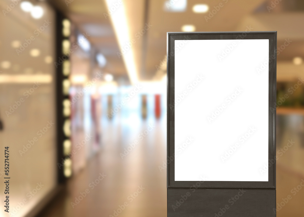 Blank advertising board in shopping mall. Mockup for design Stock Photo ...