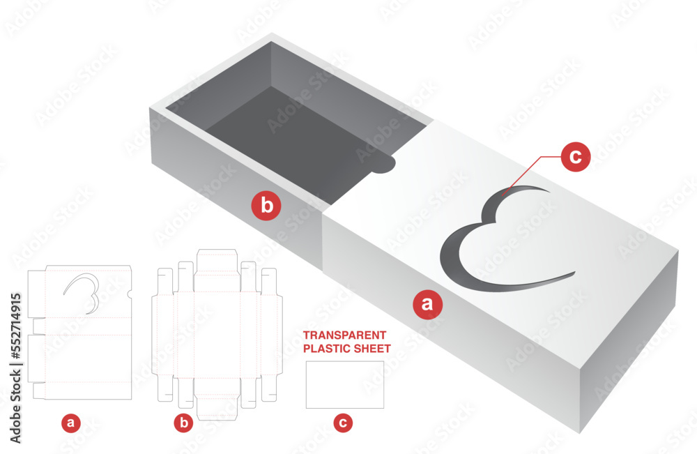 Stenciled heart box die cut template and 3D mockup Stock Vector | Adobe ...