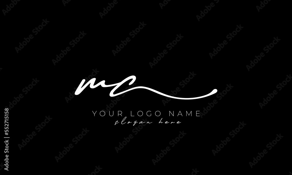handwriting letter mc logo design vector illustration Stock Vector ...