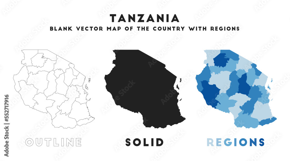 Tanzania map. Borders of Tanzania for your infographic. Vector country ...