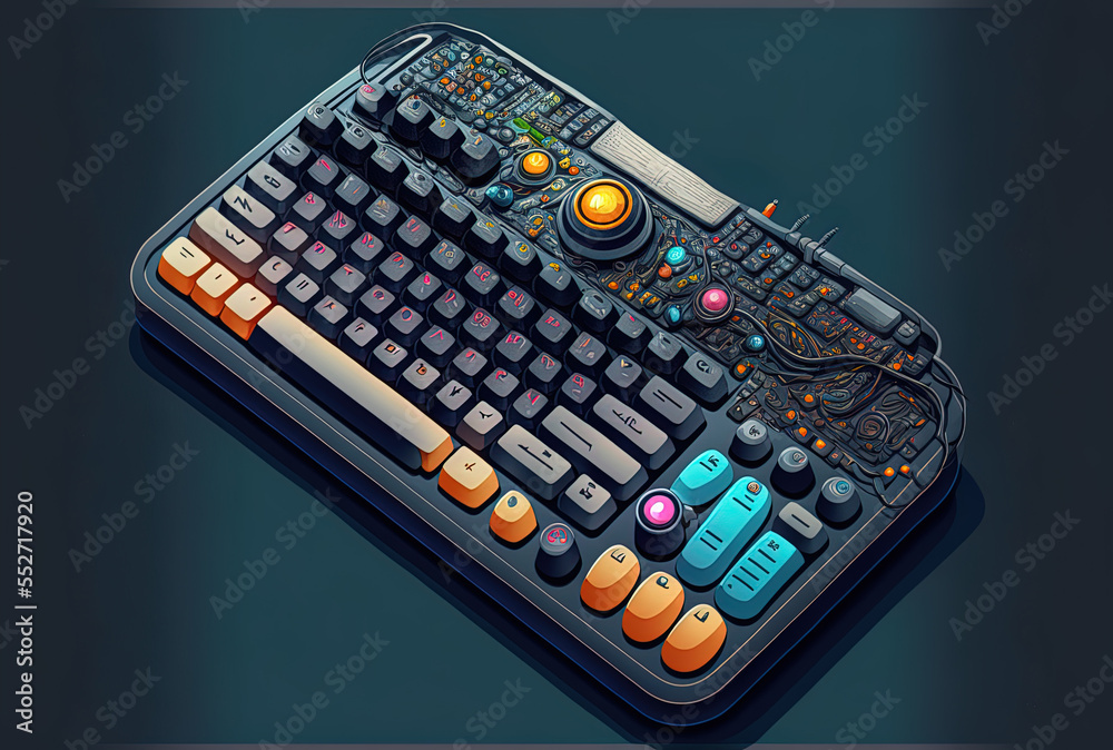 high angle gaming keyboard configuration. Generative AI Stock ...