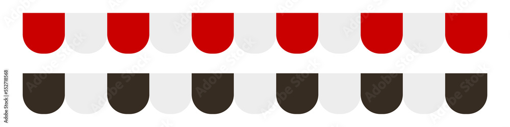 Red and black carnival awning border. Flat vector illustration isolated ...
