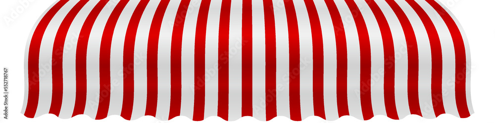 Striped red awning. 3D realistic vector illustration isolated on white ...