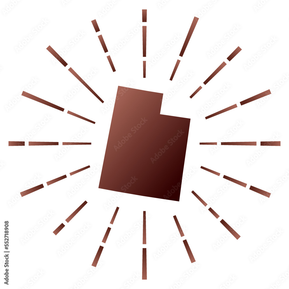 Utah gradiented sunburst. Map of the us state with colorful star rays ...