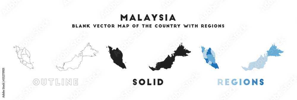 Malaysia map. Borders of Malaysia for your infographic. Vector country ...