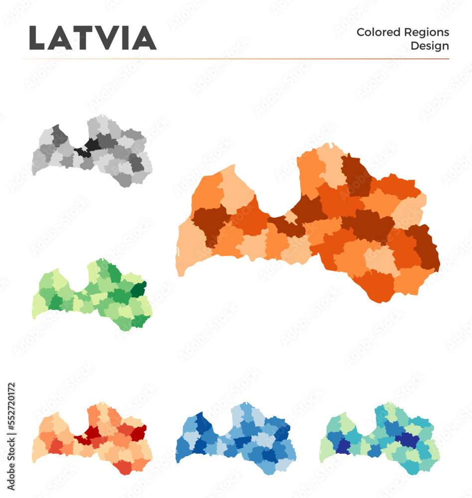 Latvia map collection. Borders of Latvia for your infographic. Colored ...