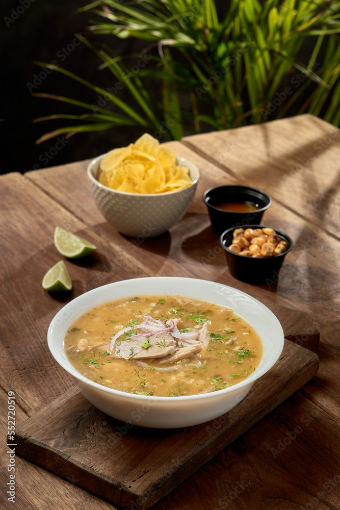 Typical food. Delicious encebollado fish stew from Ecuador traditional ...