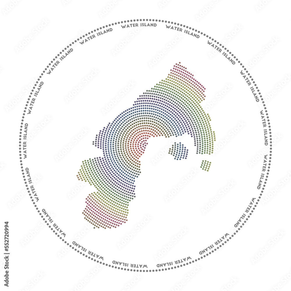 Vetor de Water Island round logo. Digital style shape of Water Island ...