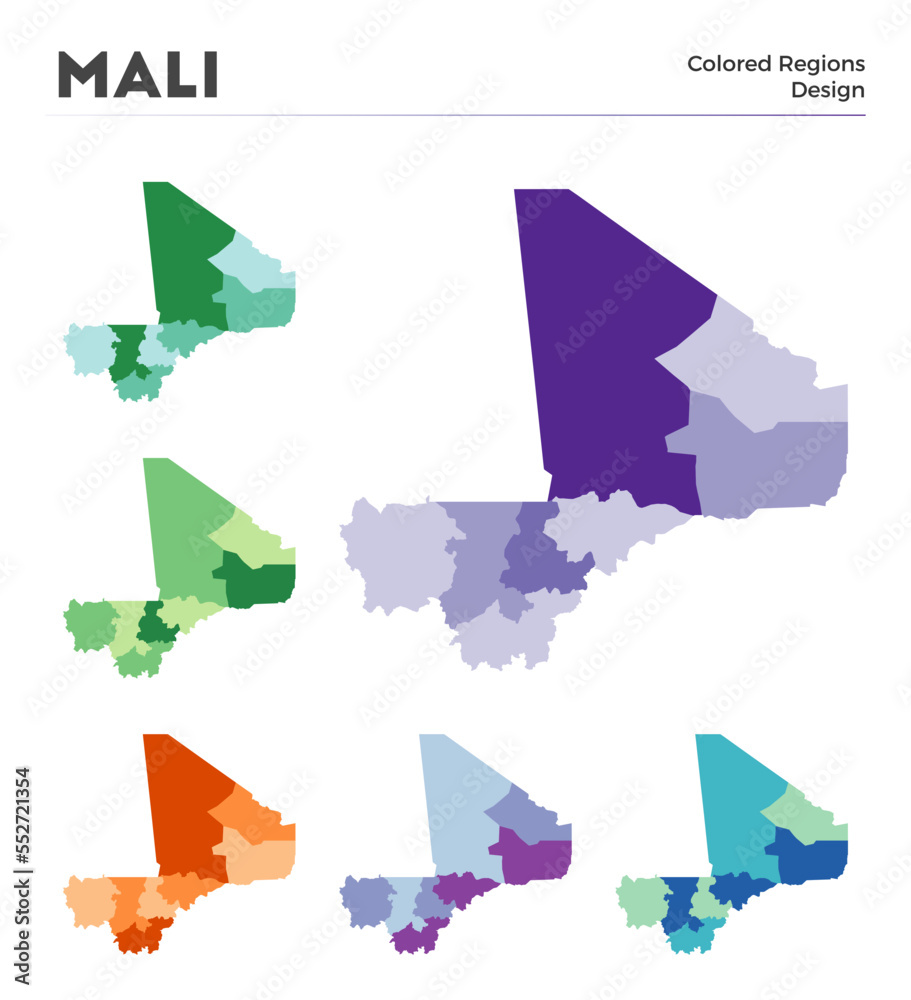 Mali map collection. Borders of Mali for your infographic. Colored ...