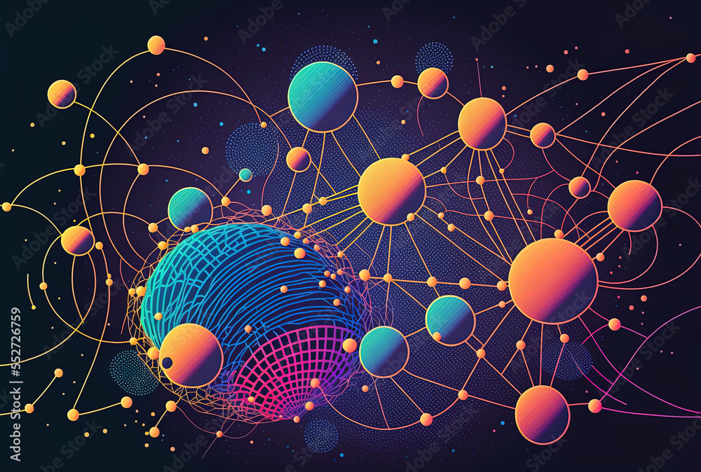 Dynamic Backdrop Network Connection Structure In The Form Of Dots And Lines In The Distant