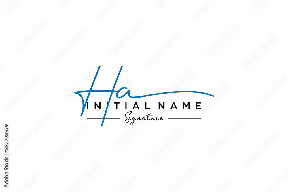 Initial HA signature logo template vector. Hand drawn Calligraphy ...