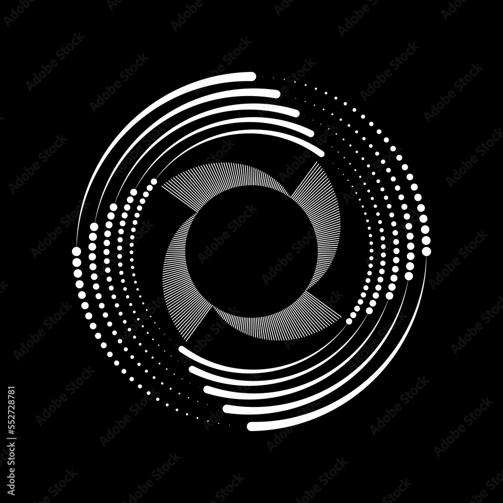Abstract white speed lines and dots in circle form. Vector illustration ...