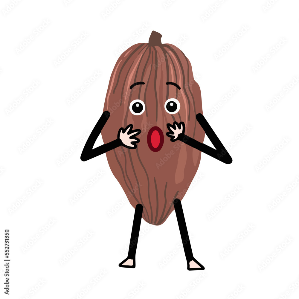 Surprised Chocolate fruit cacao vector illustration mascot character ...