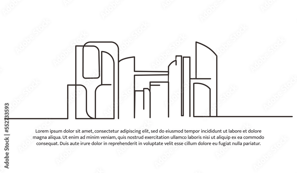 Continuous line design of future building architecture. Technology ...