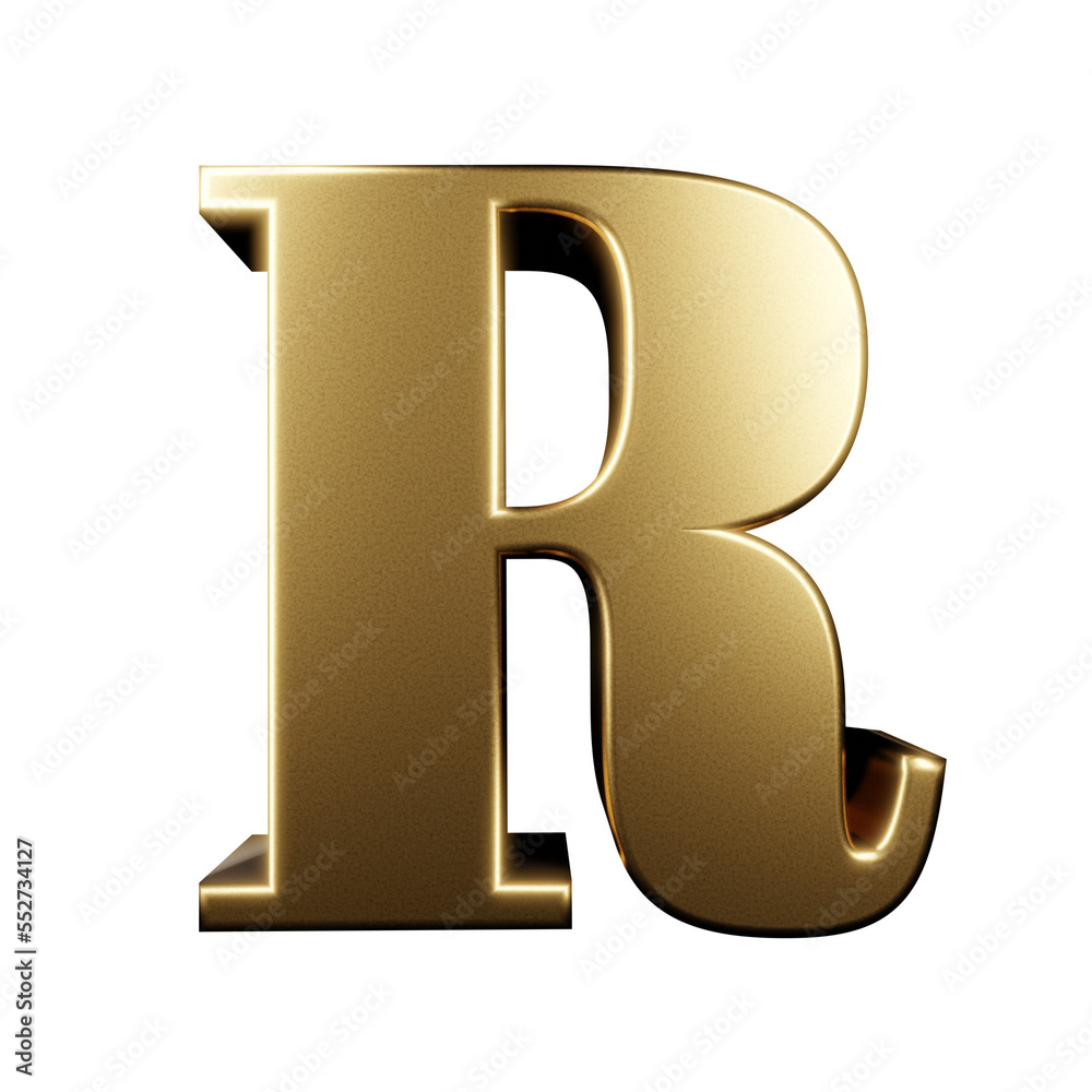 gold text effect letter R. 3d render Stock Illustration | Adobe Stock