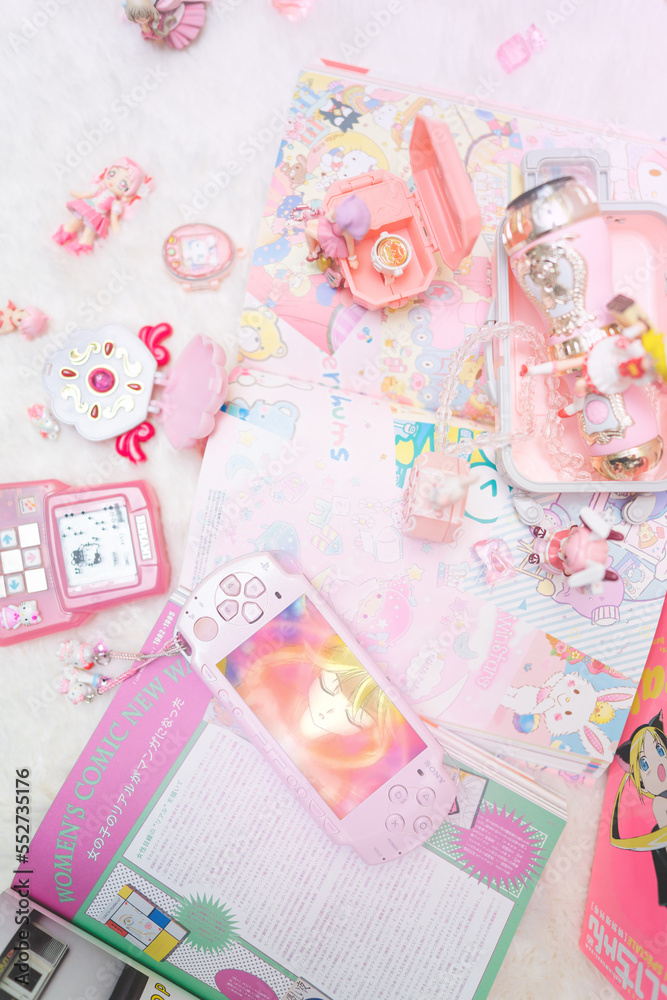Retro japanese girly anime toys and book collection in y2k fashion pink ...