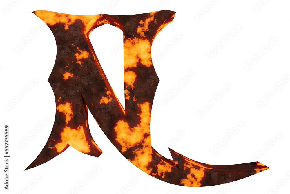 lava hell text effect letter N. 3d render Stock Illustration | Adobe Stock