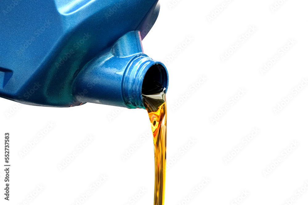 Refueling and pouring oil quality into the engine motor car ...
