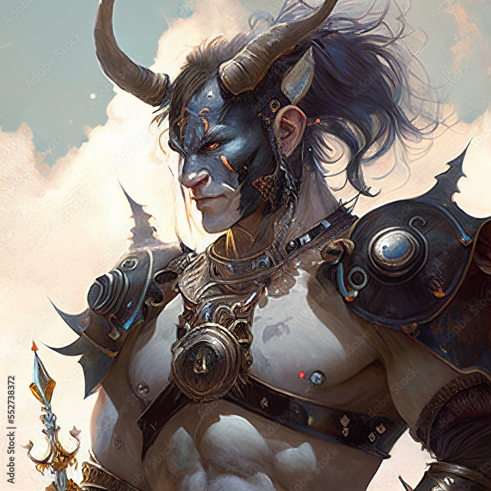 Portrait of a minotaur created with generative AI technology Stock ...