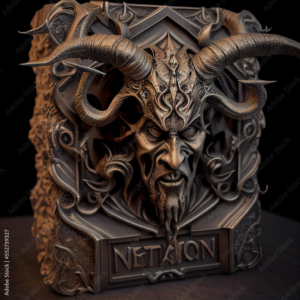 Satan metal sculpture created with generative AI technology Stock ...